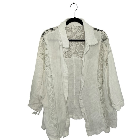 ANDREE BY UNIT | Tops | Andree By Unit White Boho Lace Button Down ...